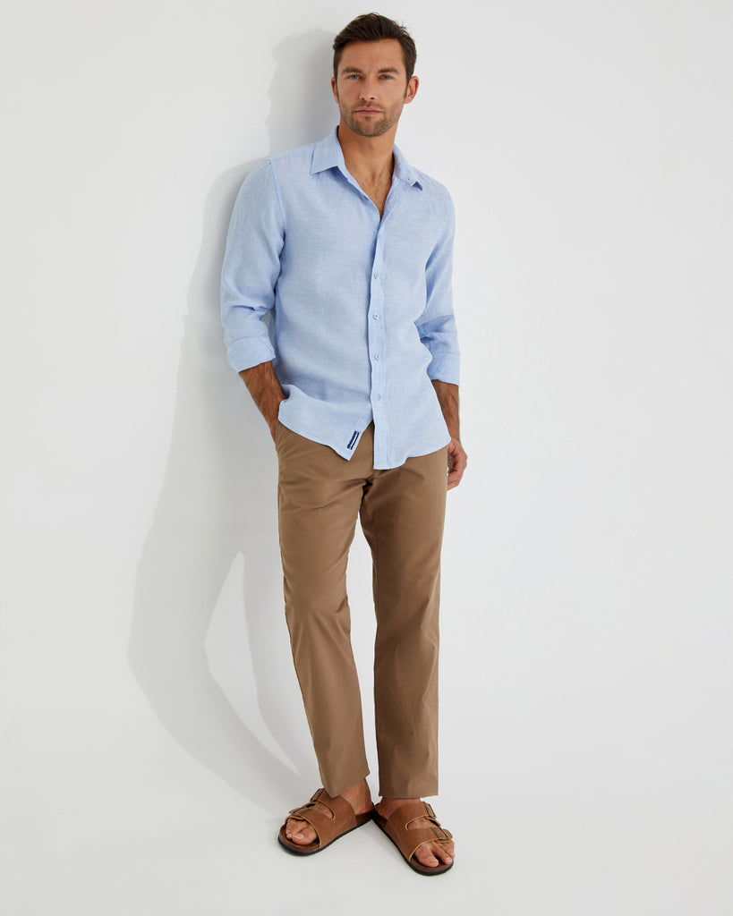 Fergus Pure Linen Shirt – Lightweight, Regular Fit, Small Collar Design ...