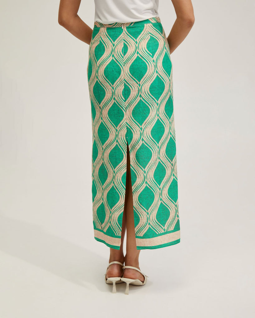 Grechen Linen Blend Printed Skirt – Oxford Shop
