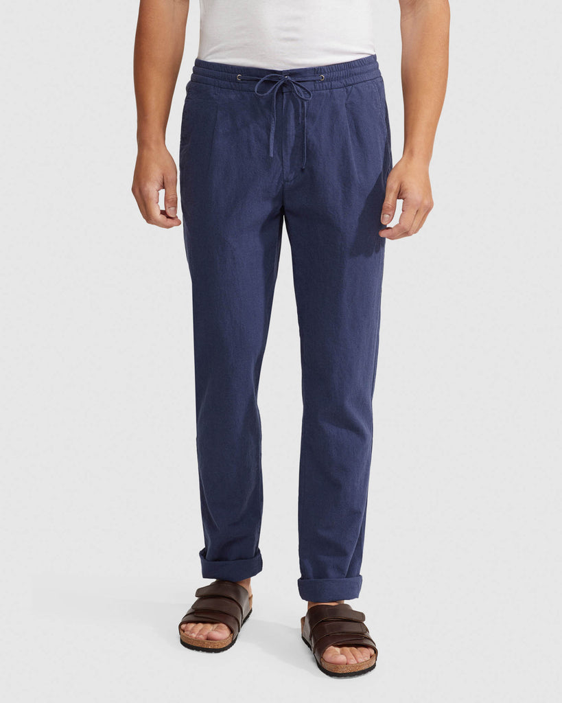 Fraser Linen Cotton Pullon Pants – Oxford Shop